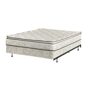 continental matress medium plush pillowtop innerspring fully assembled mattress, and 8" wood box spring/foundation set with frame, twin, beige