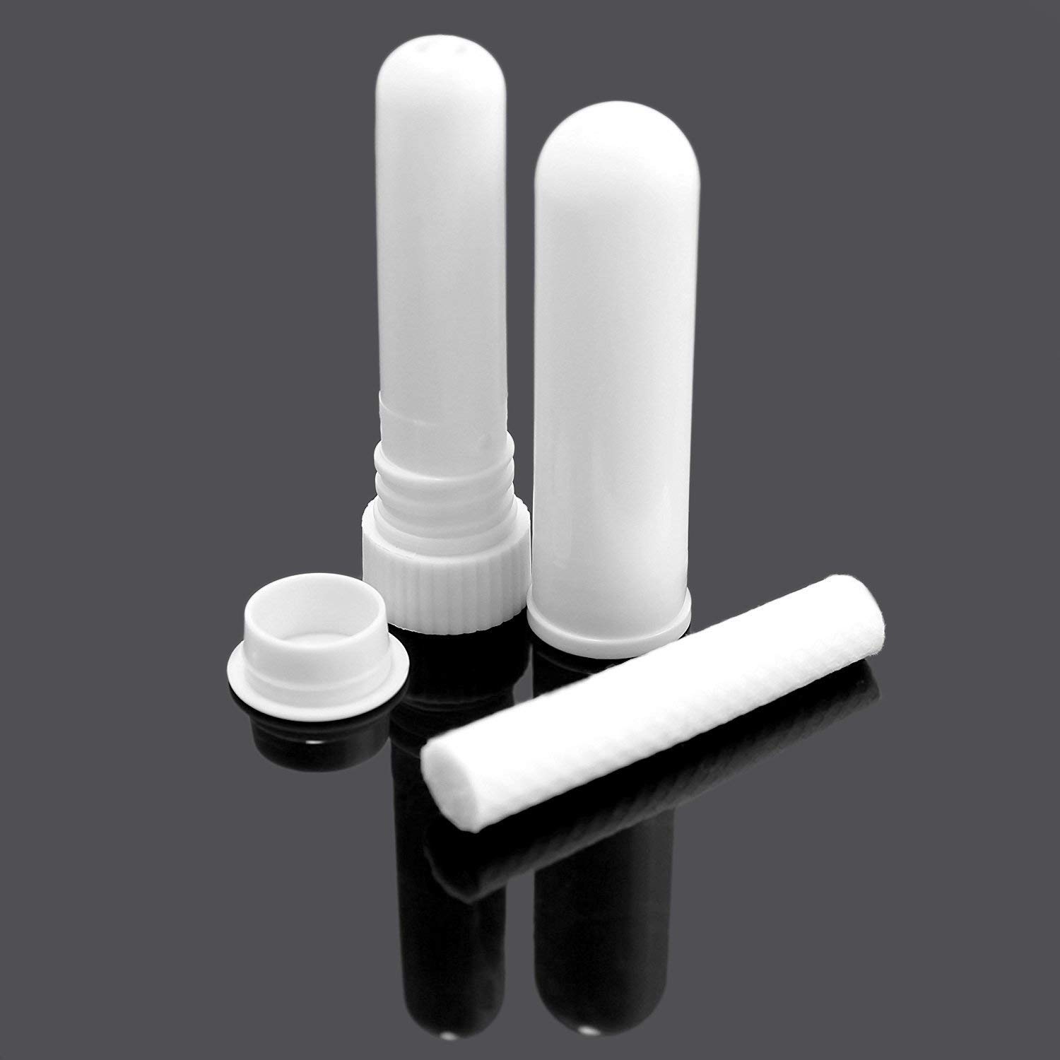 50 Pcs, White Essential Oil Aromatherapy Blank Nasal Inhaler Tubes(Including 50 unscented Wicks +3 Polyethylene Pipette Droppers)