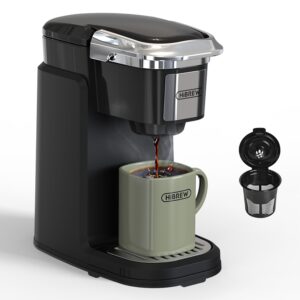 hibrew single serve coffee maker - portable,coffee machine for k cup pod, one button operation, black color for kitchen, office, camping, hotel