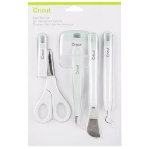 cricut basic tool set - 5-piece precision tool kit for crafting and diys, perfect for vinyl, paper & iron-on projects, great companion for cricut cutting machines, mint