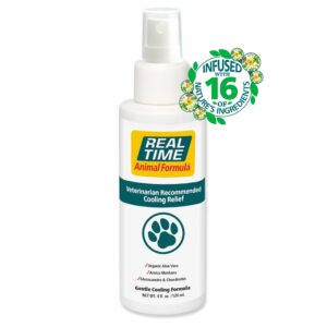 Real Time Pain Relief Pet Formula - 4oz Spray Bottle | Vet Recommended Relief for Pets | 16 Natural Ingredients Including Menthol, Aloe Vera, and Arnica | Gentle Cooling Sensation | Easy Application