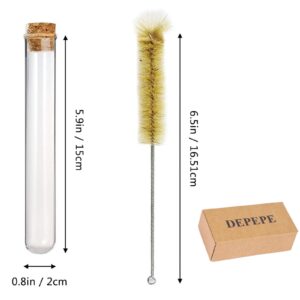 DEPEPE 20pcs 35ml Glass Test Tubes 20 x 150mm with Cork Stoppers and Brush for Bath Salt, Candy Storage, Scientific Experiments and Plant Propagation