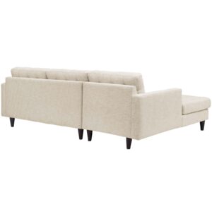 Modway Empress Mid-Century Modern Upholstered Fabric Left-Arm Facing Sectional Sofa in Beige