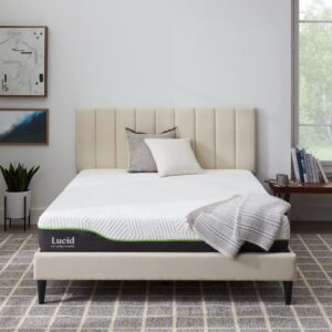 lucid 10 inch latex hybrid mattress - responsive latex foam and encased springs - medium firm feel - motion isolation - edge support - gel infused - pressure relief - bed in a box - full size