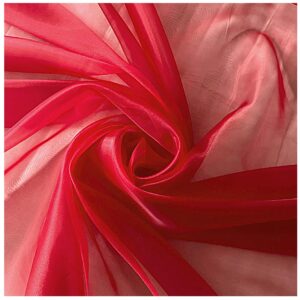 mds pack of 5 yard sheer organza fabric for wedding merry christmas xmas new year party home decorations, backdrop, curtain, craft, dress, diy, crystal tulle fabric 44” wide - red