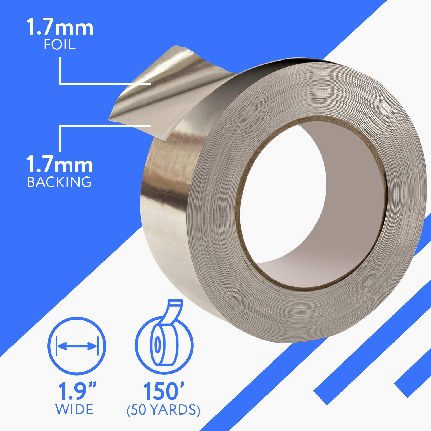 IMPRESA 2-Pack Aluminum Tape/Foil Tape - Professional/Contractor-Grade - 1.9 inch x 150 feet (3.4 mil) - Excellent for HVAC, Duct, Pipe, Insulation and More Products