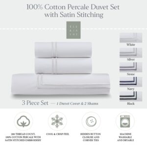 Ella Jayne Luxury Duvet Cover Set (3pc), 100% Cotton Duvet Cover, King/Queen Duvet Cover Set, Breathable & Lightweight, White Duvet Cover Queen, Cal King Duvet Cover, Full/Queen Size - White