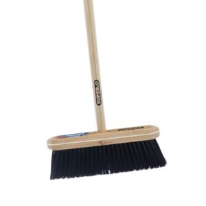 superio kitchen broom premium black tampico bristles, wood usa handle, heavy duty household broom - easy swiping dust and wisp, home, kitchen bedroom, lobby, floors and corners