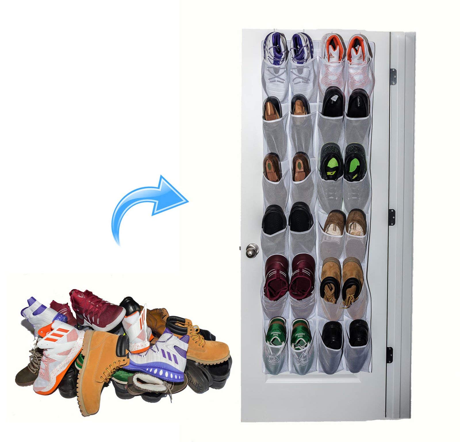 Roomganize Large Shoe Organizer, Sneaker Rack, for Men's Big Shoes (White)