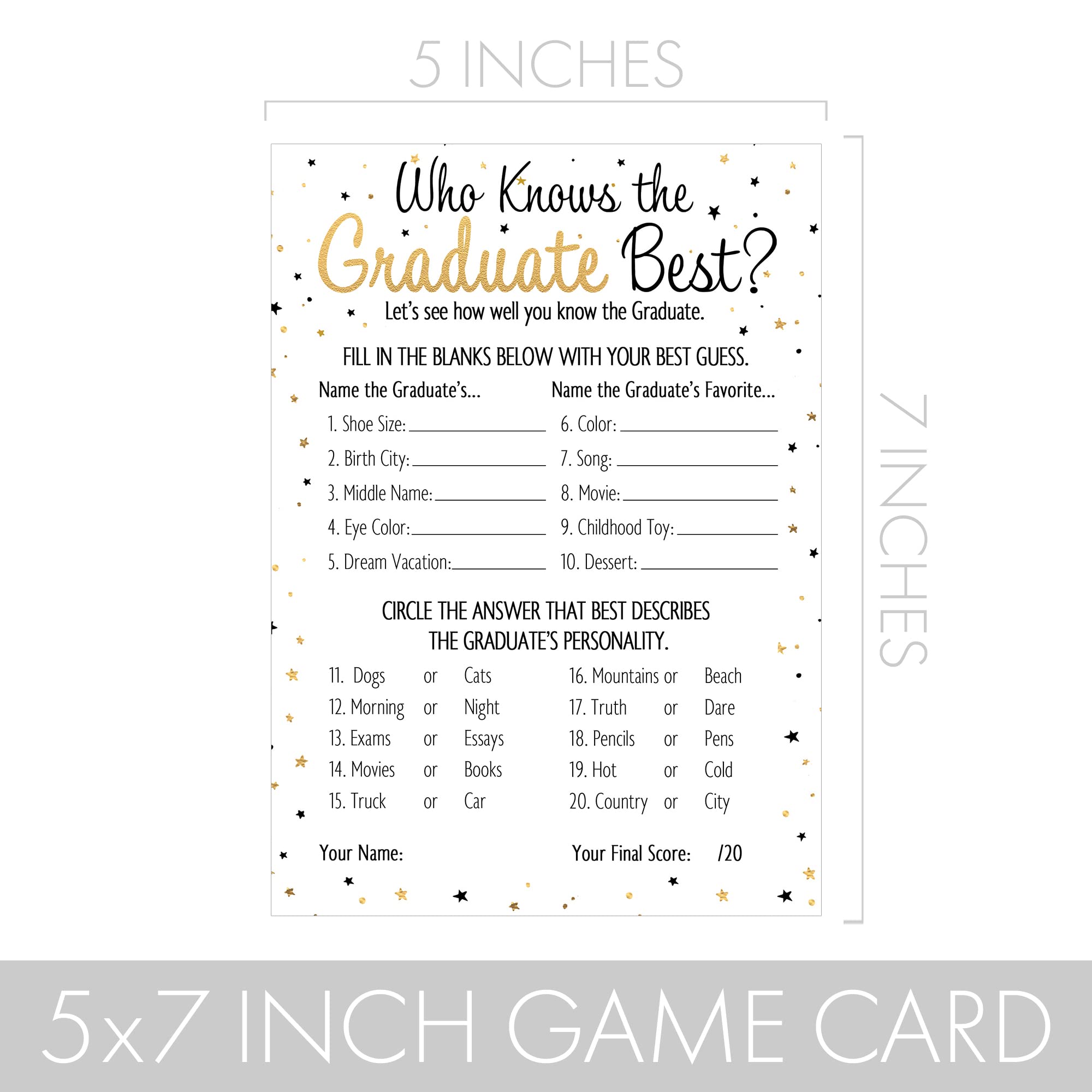 DISTINCTIVS Who Knows The Graduate Best, Graduation Games for Parties - 25 Count