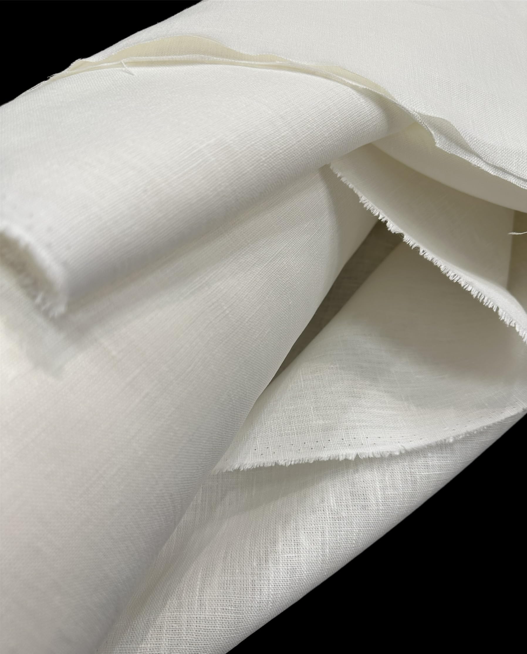 European 100% Linen White Fabric by The Yard