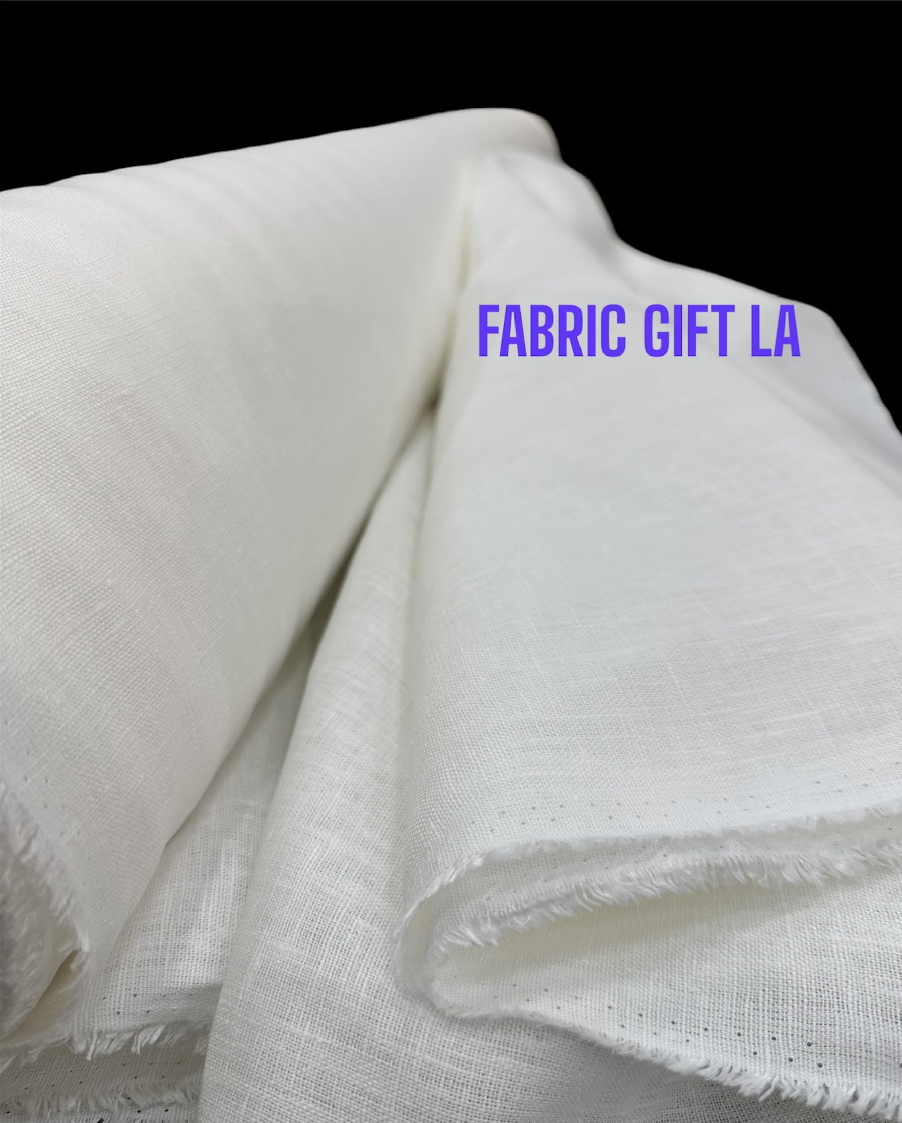 European 100% Linen White Fabric by The Yard