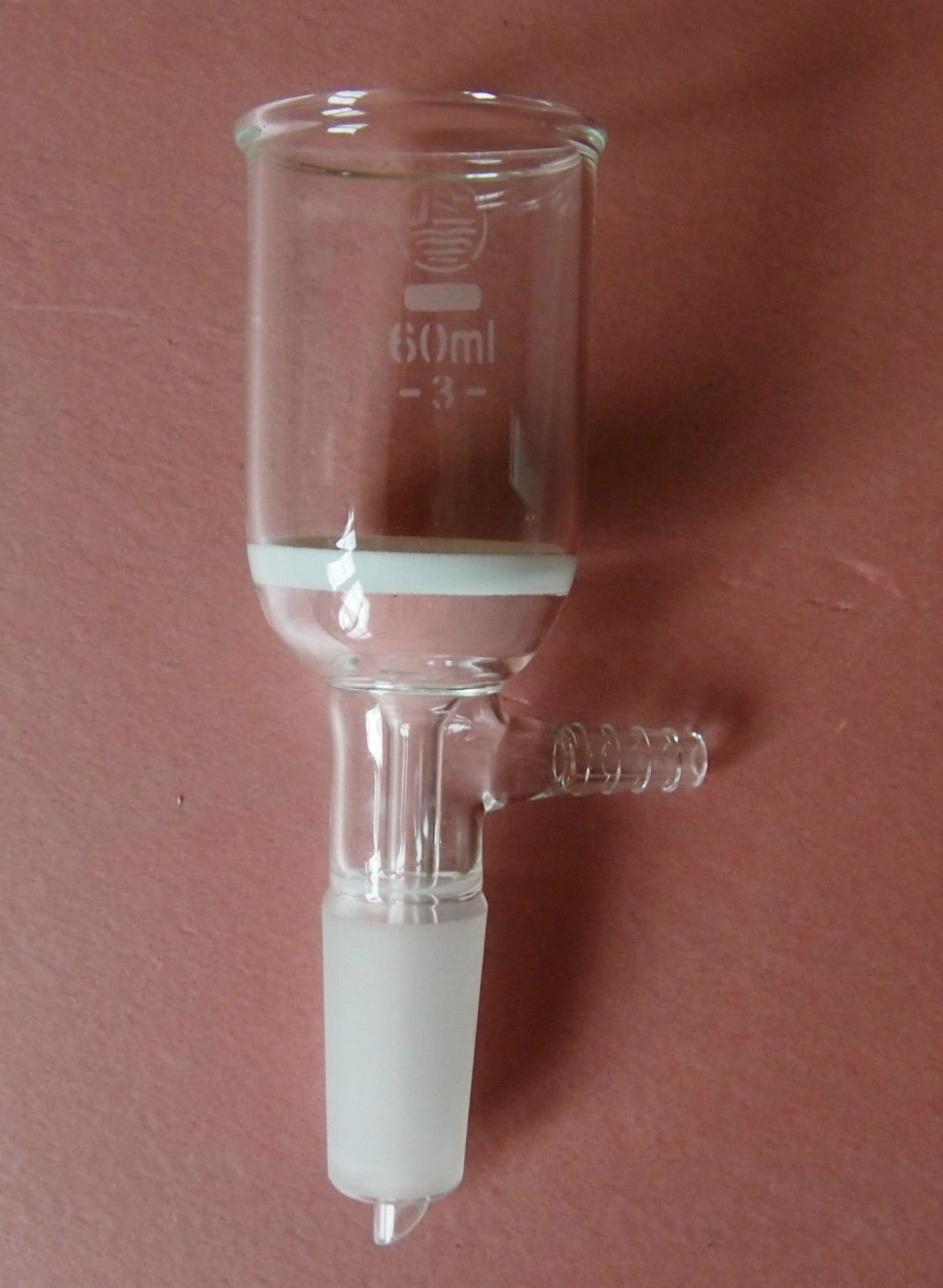 Deschem 60ml,24/40,Glass Buchner Filter Funnel,3# Coarse Filter,Vacuum Hose Connection