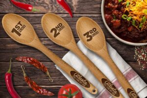 chili, chili cook off, chili cook-off, prize, contest, personalized spoon, wooden spoon, favor, event prize, engraved spoon set custom, cook off trophy