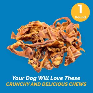 123 Treats - Pig Ears for Dogs - 1lb All-Natural Pork Chews, Dental Care Treats for Small to Large Breeds