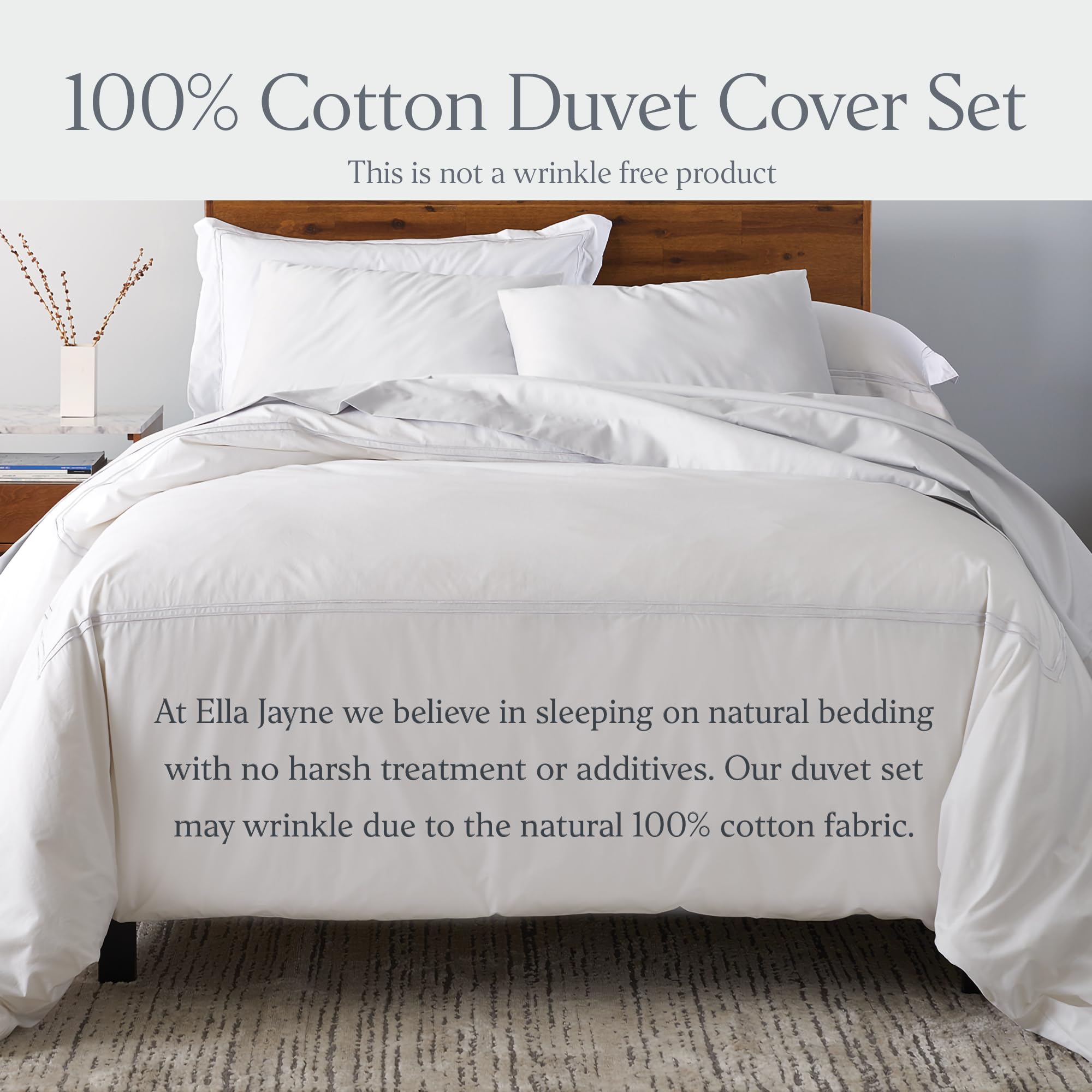 Ella Jayne Luxury Duvet Cover Set (3pc), 100% Cotton Duvet Cover, King/Queen Duvet Cover Set, Breathable & Lightweight, White Duvet Cover Queen, Cal King Duvet Cover, Full/Queen Size - White