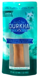 durkha yak cheese chews: himalayan yak cheese dog chews- natural, healthy & long lasting dog treats - grain, gluten & lactose-free rawhide alternatives, for dogs 55 lbs and smaller, single large stick