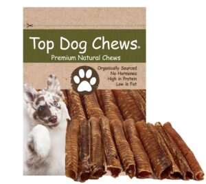 top dog chews – 12” beef trachea dog chews 7 pack, american, all natural, single ingredient dog treat, promotes joint, hip & dental health, high in protein for medium & large dogs