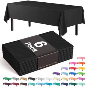 exquisite 6-pack premium plastic tablecloth 54in. x 108in. rectangle plastic table cover - black