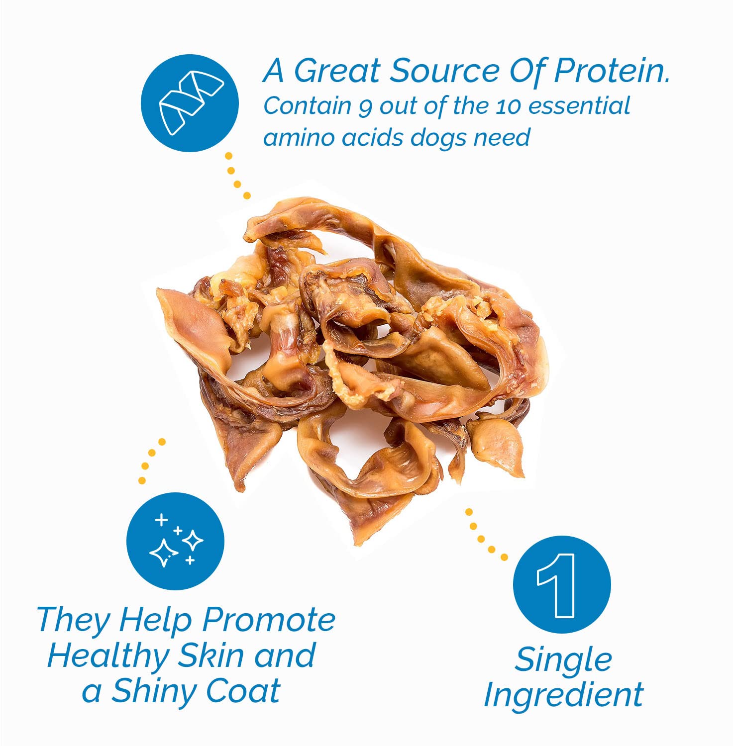 123 Treats - Pig Ears for Dogs - 1lb All-Natural Pork Chews, Dental Care Treats for Small to Large Breeds