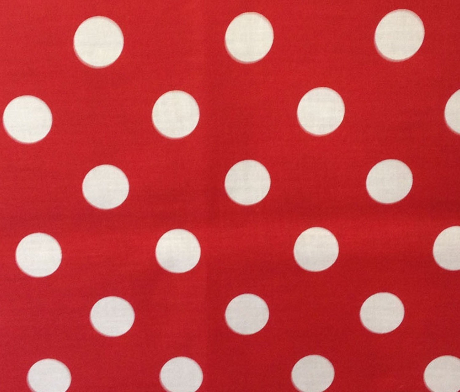 60-Inch Wide Polka Dot Poly Cotton Fabric by The Yard, White Dot On Red Fabric