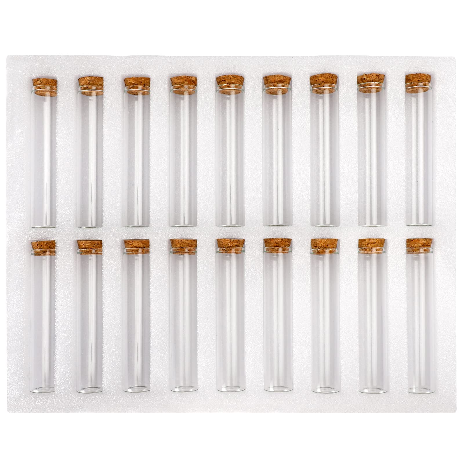 SUPERLELE 18pcs Glass Test Tube, 25×120mm Clear Flat Test Tubes with Cork Stoppers for Plants Propagation, Scientific Experiments, Bath Salt and Candy Storage