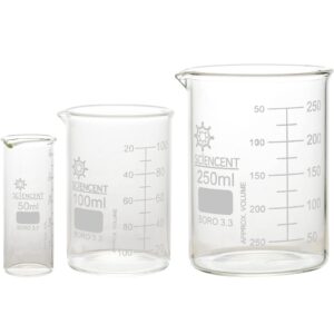 sciencent glass beaker 50ml, 100ml, 250ml (set of 3)