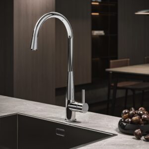 Kitchen Faucet Modern Single Handle High-arch Gooseneck Lead-free Solid Brass Sink Faucets