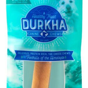 Durkha Yak Cheese Chews: Himalayan Yak Cheese Dog Chews- Natural, Healthy & Long Lasting Dog Treats - Grain, Gluten & Lactose-Free Rawhide Alternatives, For Dogs 25 lbs and Smaller, Single Small Stick