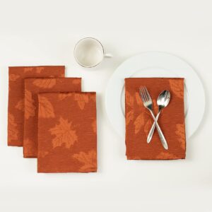 benson mills harvest legacy damask fabric cloth napkins for fall, harvest, and thanksgiving tablecloths (rust/burnt orange, 18" x 18" napkins set of 4)