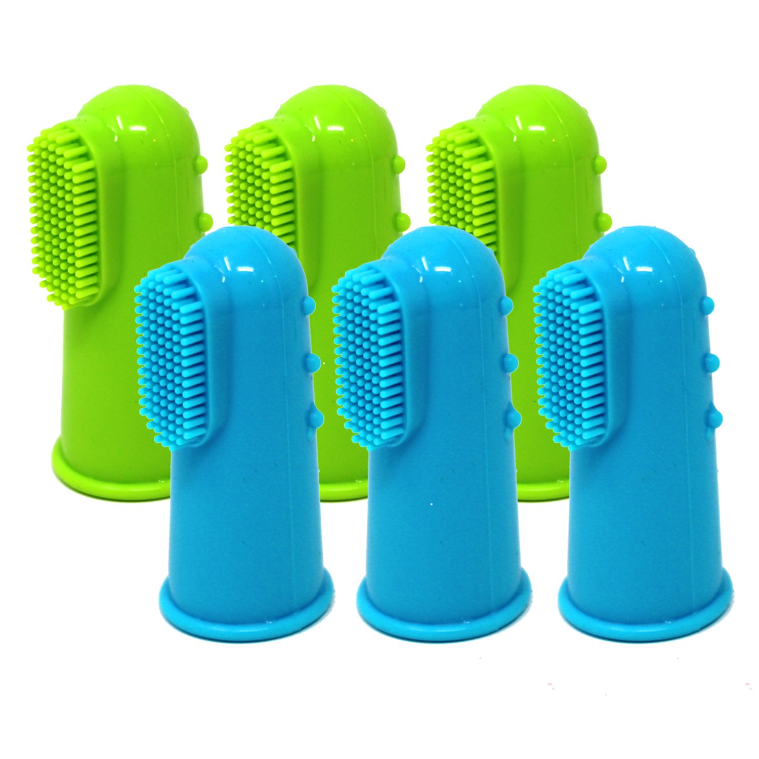 Jalousie 12 Pack Dog Dog Toothbrush Teeth Tooth Brush 6 Silicone Finger Brush and 6 Dual Headed Cleaning Brushes for Dental Care Dental Health