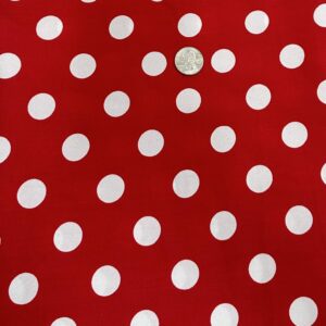 60-Inch Wide Polka Dot Poly Cotton Fabric by The Yard, White Dot On Red Fabric