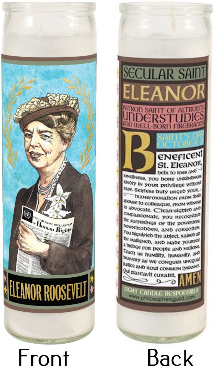 Eleanor Roosevelt Secular Saint Candle - 8.5 Inch Tall Glass Prayer Votive - Made in The USA