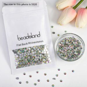 beadsland Flat Back Crystal Rhinestones Round Gems for Nail Art and Craft Glue Fix, CrystalAB (4.6-4.8mm) SS20/1440pcs