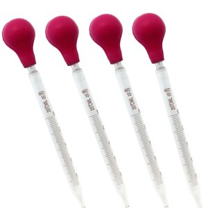 oess thick glass graduated dropper pipettes with rubber caps 10ml 4pcs