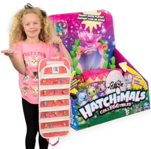 easyview toy storage organizer case bundle with hatchimals colleggtibles lightup playset (2 items)