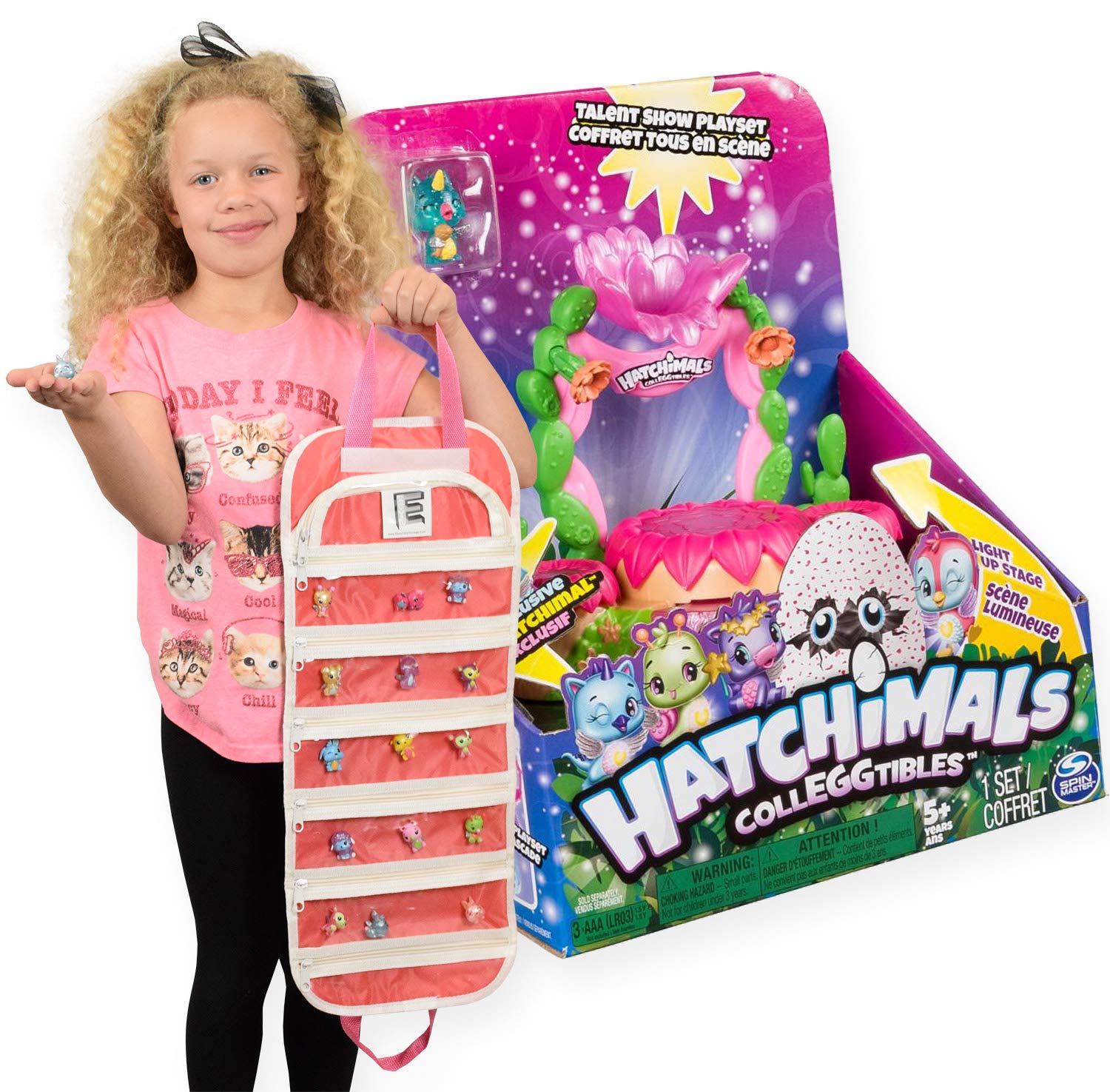 EASYVIEW Toy Storage Organizer Case Bundle with Hatchimals Colleggtibles Lightup Playset (2 Items)