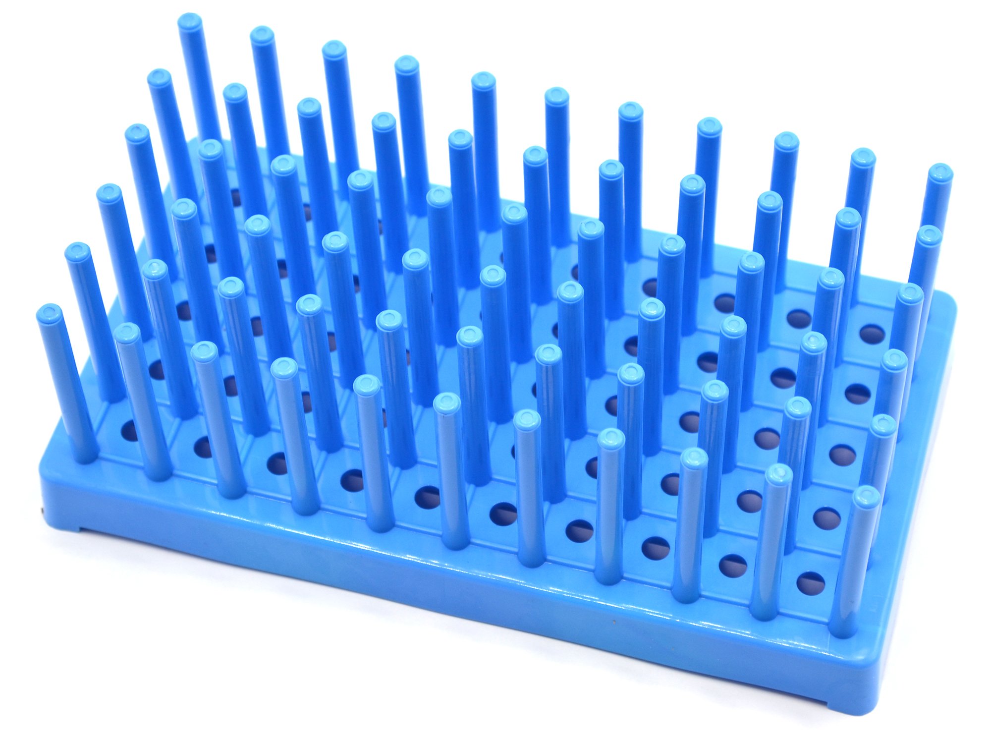 EISCO Blue Plastic Test Tube Peg Drying Rack Holds 50 16mm Tubes