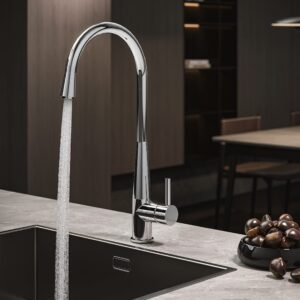 Kitchen Faucet Modern Single Handle High-arch Gooseneck Lead-free Solid Brass Sink Faucets