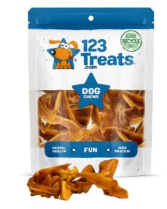 123 treats - pig ears for dogs - 1lb all-natural pork chews, dental care treats for small to large breeds