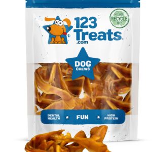 123 Treats - Pig Ears for Dogs - 1lb All-Natural Pork Chews, Dental Care Treats for Small to Large Breeds