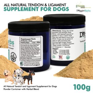 Dog Ligament and Tendon Healing - All Natural Human Grade Dog Tendon and Ligament Supplement – Powder Herbal Blend – 100g by Doggie Herbs