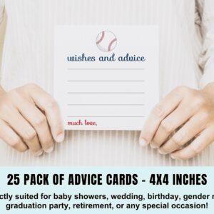 Baseball Advice Cards, 25 Pack - Fun Bridal Shower Activity, Best Wishes Graduation Congratulations New Parents Advice Baby Shower Game Alternative Birthday Time Capsule Cute Party Ideas