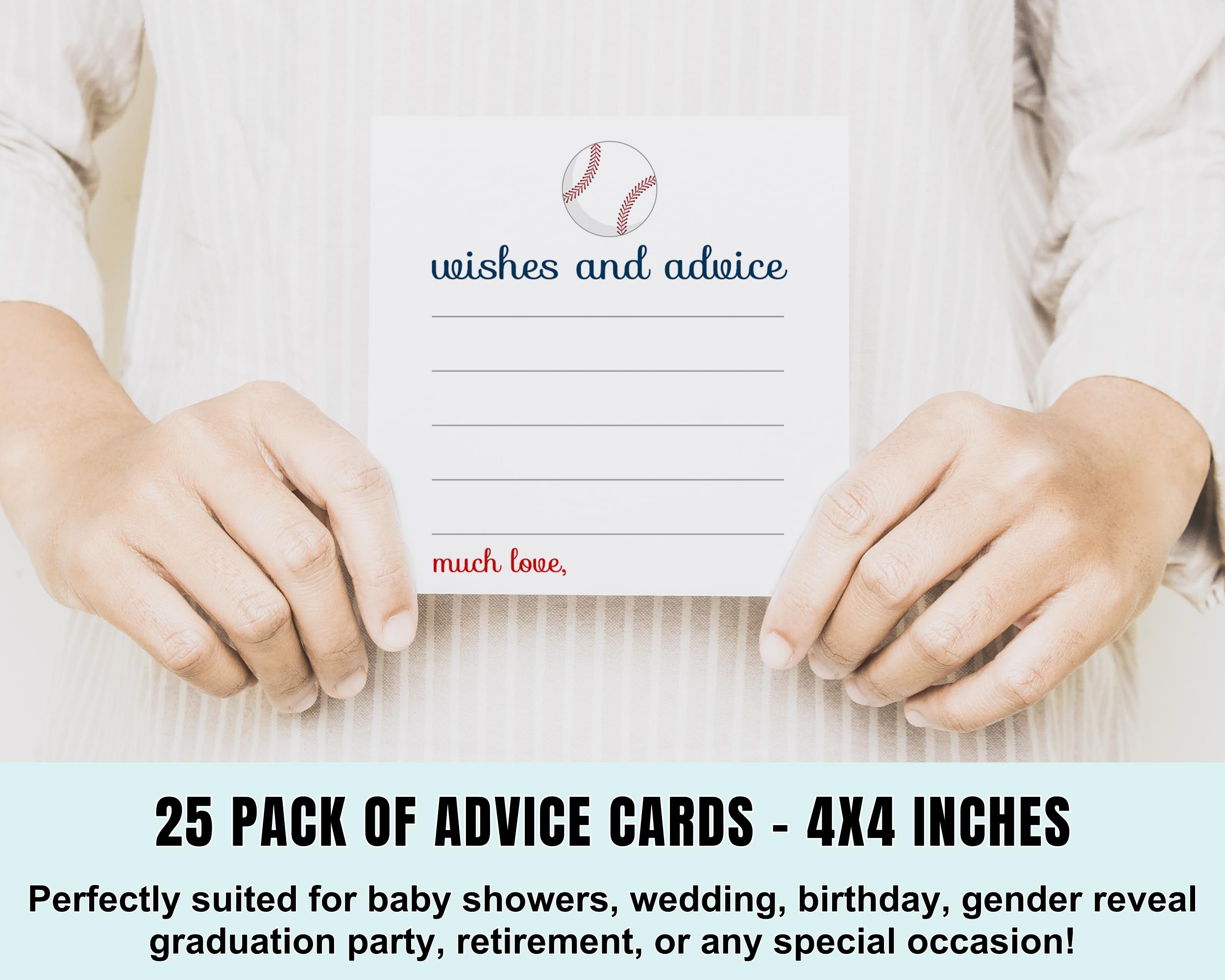 Baseball Advice Cards, 25 Pack - Fun Bridal Shower Activity, Best Wishes Graduation Congratulations New Parents Advice Baby Shower Game Alternative Birthday Time Capsule Cute Party Ideas