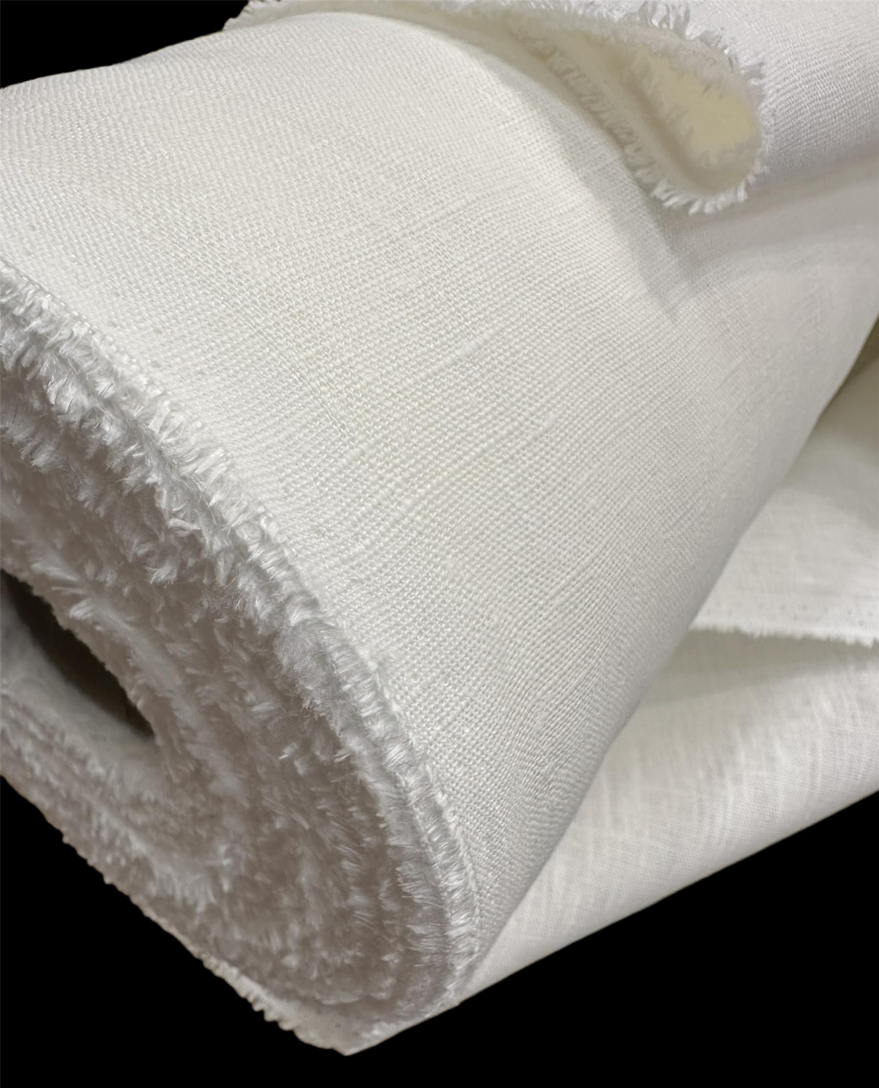 European 100% Linen White Fabric by The Yard