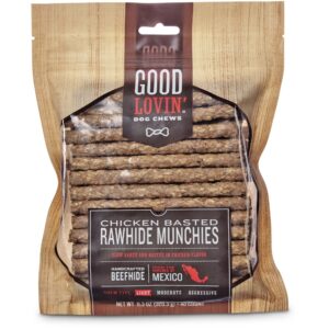 good lovin' chicken basted rawhide munchie dog chews, pack of 40, 11.3 oz