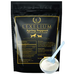 lexelium antioxidant for senior dogs and cats - provides comprehensive liver, bone, brain and immunity support – reduces free radicals – organic energy booster for older dogs and cats - 200g