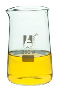 eisco conical philips beaker with spout, 250ml - borosilicate glass (4.2" tall, 2.6" diameter)