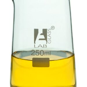 EISCO Conical Philips Beaker with Spout, 250mL - Borosilicate Glass (4.2" Tall, 2.6" Diameter)