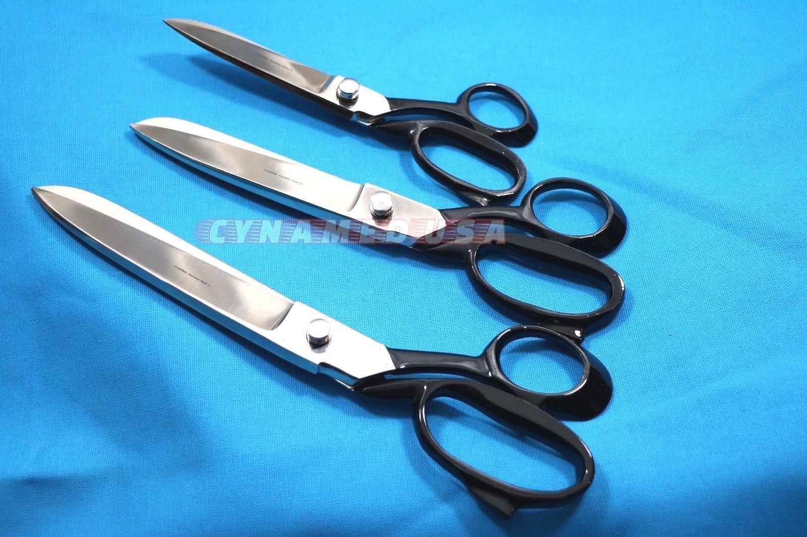 New German Heavy Duty Upholstery Sewing Dressmaking Carpet/Shear Tailor Fiber Cutting Scissors 8"+10"+12" -Long Last (Set of 3)